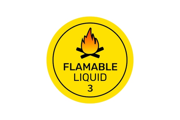 Vibrant Flammable Liquid Hazard Symbol on Yellow Circular Label | Jiffy ...