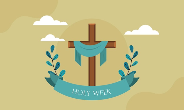 Serene Cross and Foliage Symbolizing Holy Week Observance | Jiffy Designs