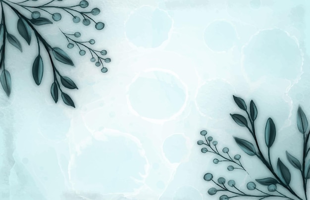 Elegant Botanical Illustration with Teal Foliage and Branches | Jiffy ...