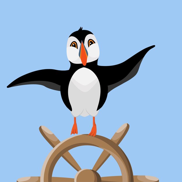 Playful Puffin Steering the Wheel of Adventure | Jiffy Designs