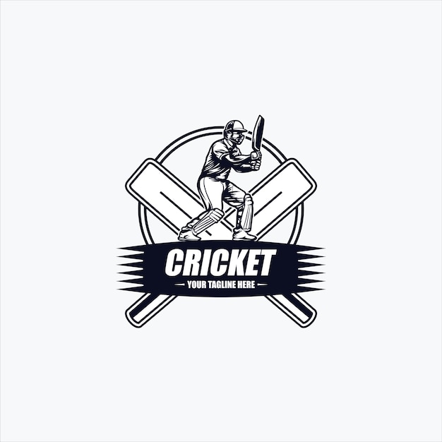Captivating Cricket Emblem with Dynamic Player Silhouette | Jiffy Designs