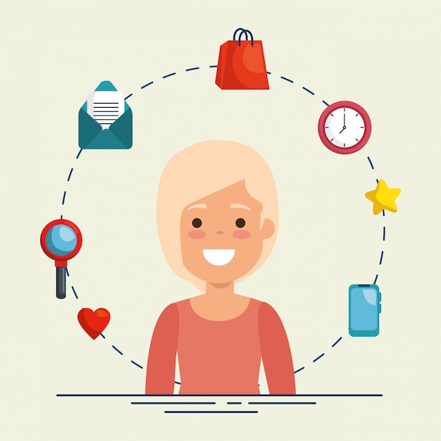 Vibrant Lifestyle Icons Encircle Cheerful Person | Jiffy Designs