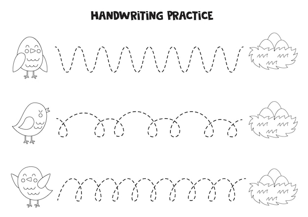 Handwriting Practice Worksheet with Birds and Wavy Lines | Jiffy Designs