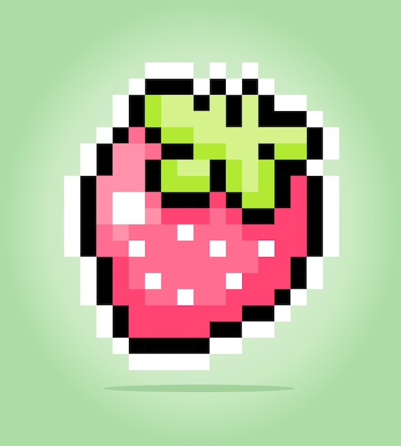 Vibrant Pixel Art Strawberry Illustration | Jiffy Designs