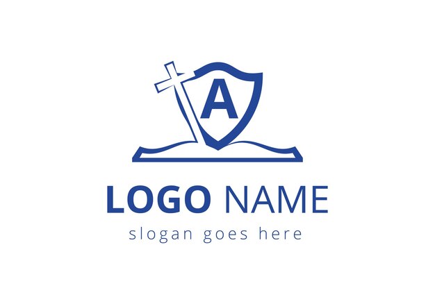 Elegant Christian Shield Logo with Cross and Monogram | Jiffy Designs