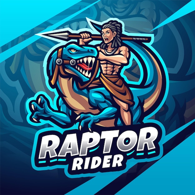 Fierce Raptor Rider Mascot in Dynamic Action Pose | Jiffy Designs