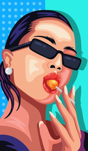 Sassy Sunglasses Siren: A Vibrant Pop Art Portrait | Jiffy Designs