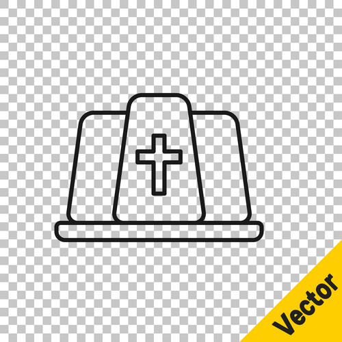 Black Line Pope Hat Icon Isolated On Transparent Background. Christian ...