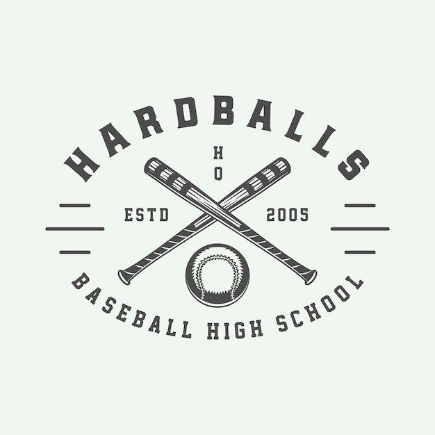 Retro Hardball Baseball High School Logo and Emblem | Jiffy Designs