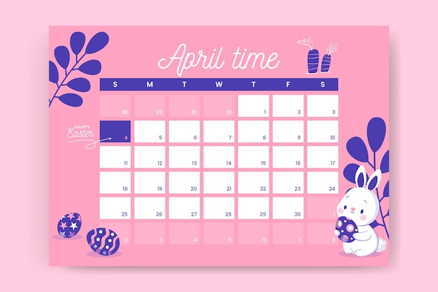 Delightful April Calendar with Whimsical Floral Accents | Jiffy Designs