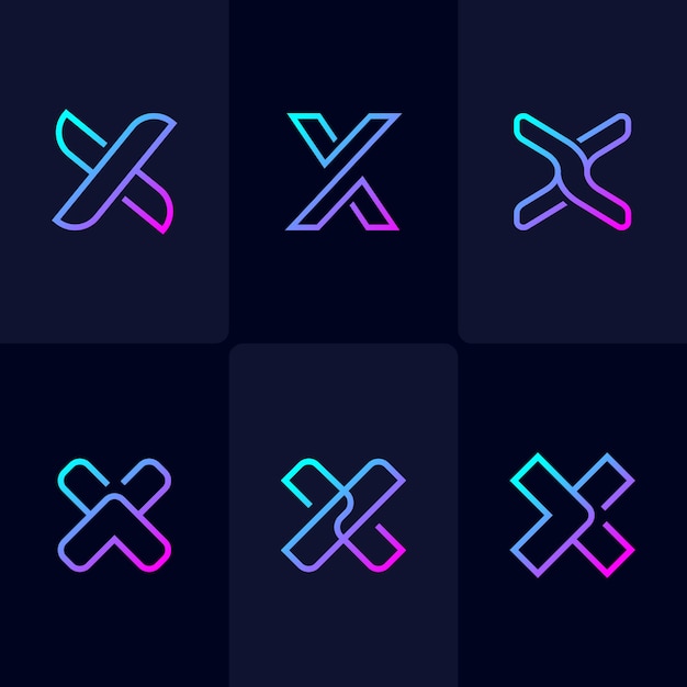 Vibrant Neon X Symbols in Minimalist Dark Background | Jiffy Designs