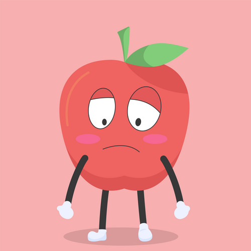 Cute Apple Character With A Moody Expression Vector Illustration,Apple ...
