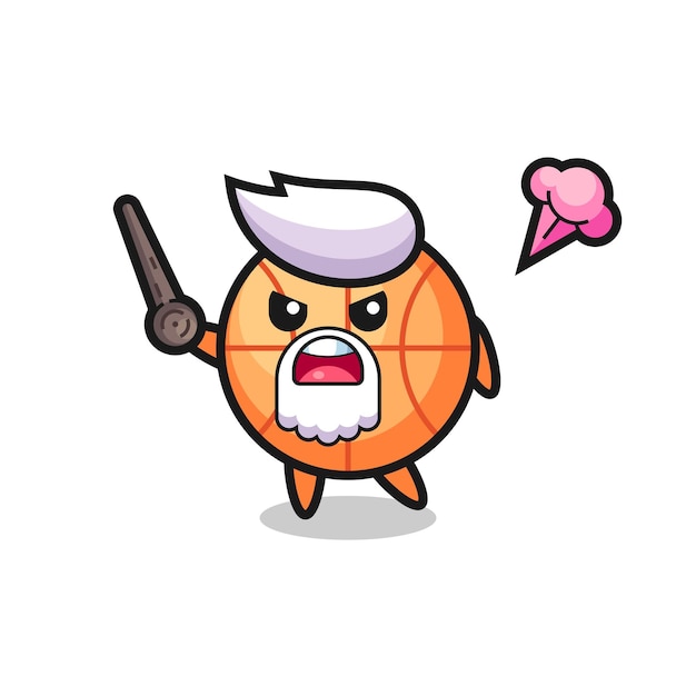 Adorable Basketball Character Holding Wrench, Expressing Surprise ...