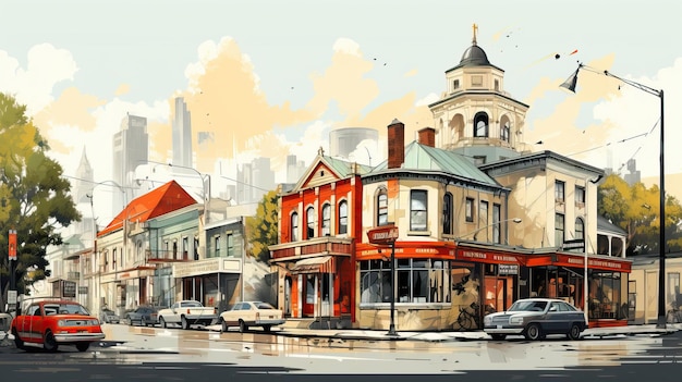 Vibrant Small-Town Main Street with Historic Architecture | Jiffy Designs