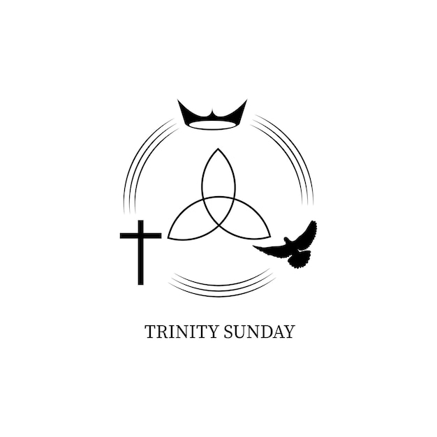 Symbolic Trinity Sunday Illustration with Crown, Cross, and Dove ...