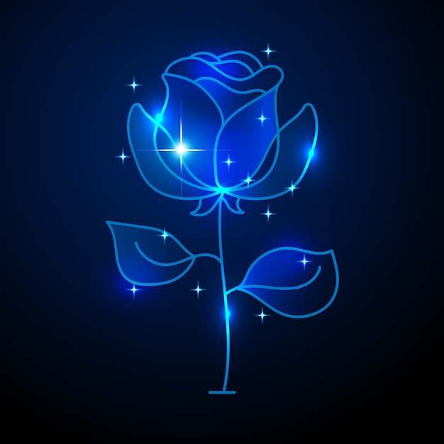 Luminous Neon Rose Blooming with Radiant Sparkles | Jiffy Designs