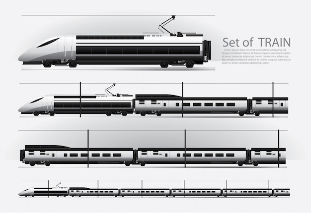 Sleek and Powerful High-Speed Train Set in Monochrome | Jiffy Designs