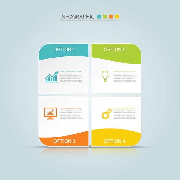 Vibrant Infographic with Four Distinct Options and Icons | Jiffy Designs