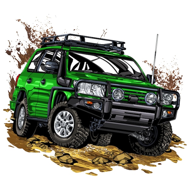 Rugged Green Off-Road Adventure SUV Conquering Muddy Terrain | Jiffy ...