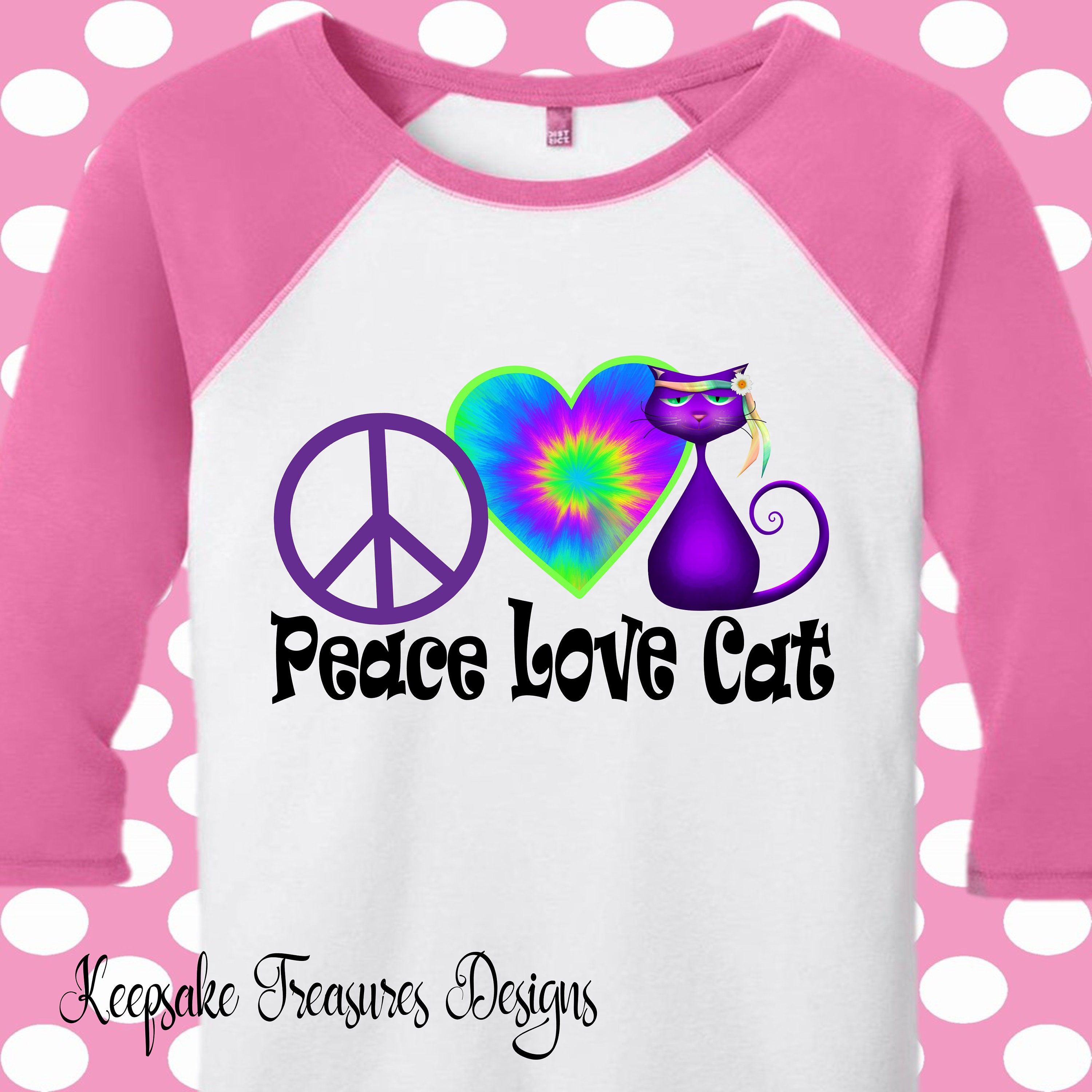 Hippie Cat, Peace Sign, Love, Cat, Tie Dye, Sublimation Design, Tees ...