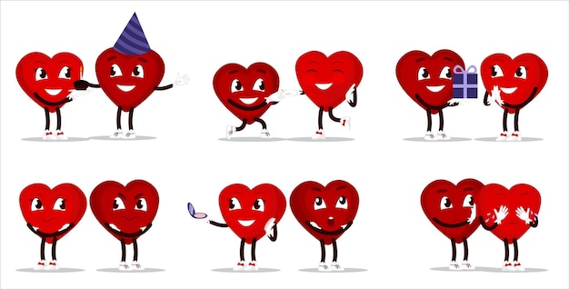 Playful Hearts: Charming Cartoon Characters Celebrating Love | Jiffy ...