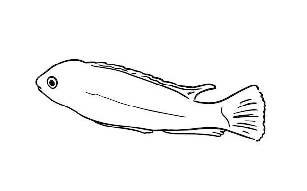 Whimsical Underwater Creature in Minimalist Outline | Jiffy Designs