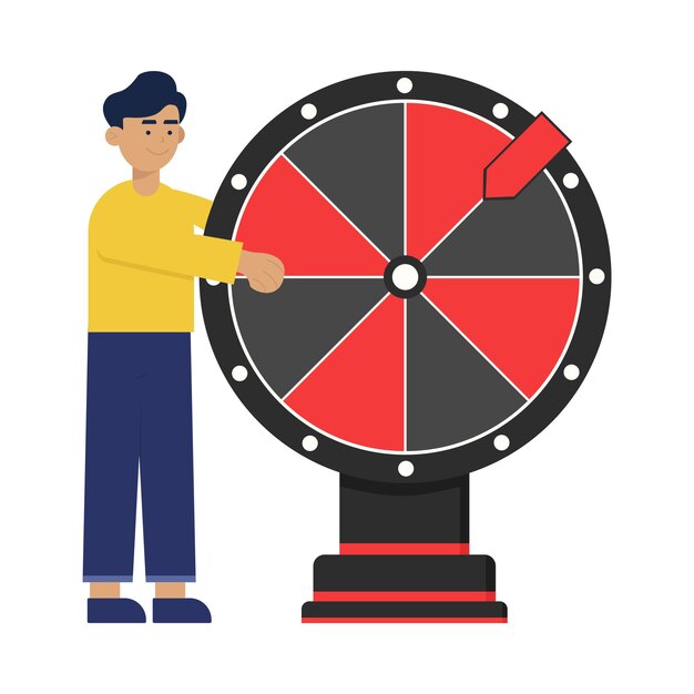 Person Spinning Colorful Prize Wheel | Jiffy Designs
