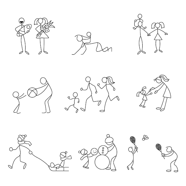 Diverse Stick Figure Collection with Vibrant Illustrations | Jiffy Designs