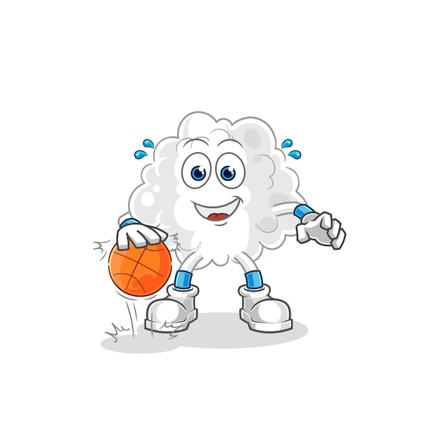 Playful Cloud Character Dribbles Vibrant Basketball | Jiffy Designs