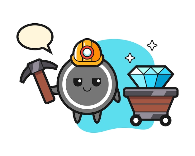 Adorable Mining Mascot Holds Diamond and Pickaxe | Jiffy Designs