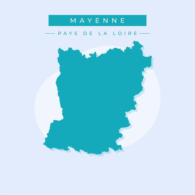 Detailed Map of Mayenne Region in Teal Shades | Jiffy Designs
