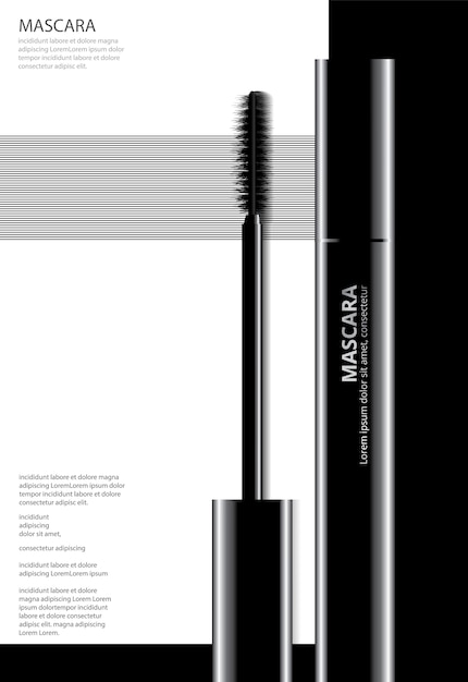 Sleek Black Mascara Wand and Tube on Minimalist Background | Jiffy Designs
