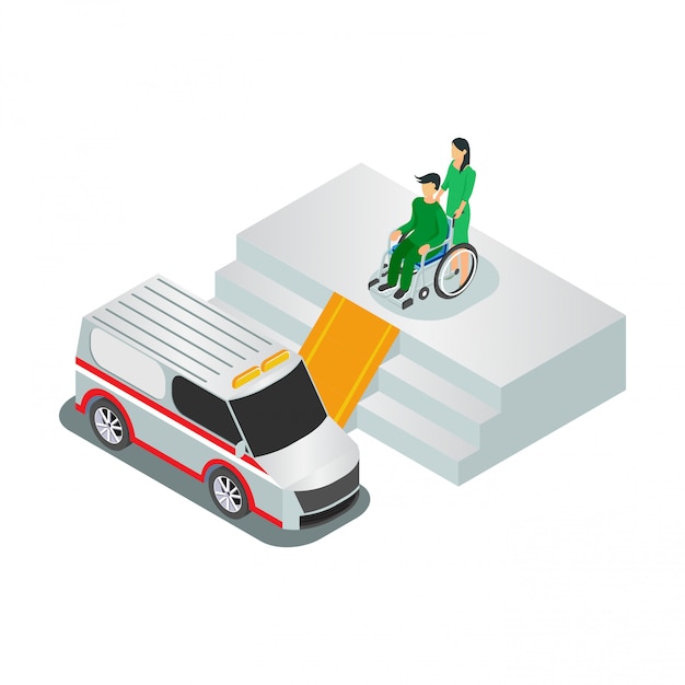 Isometric Illustration of Wheelchair User and Accessible Vehicle ...