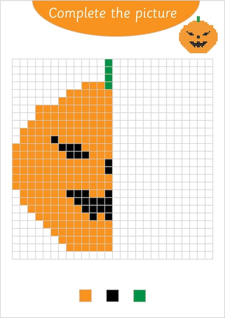 Vibrant Pixel Art Pumpkin Awaiting Completion | Jiffy Designs