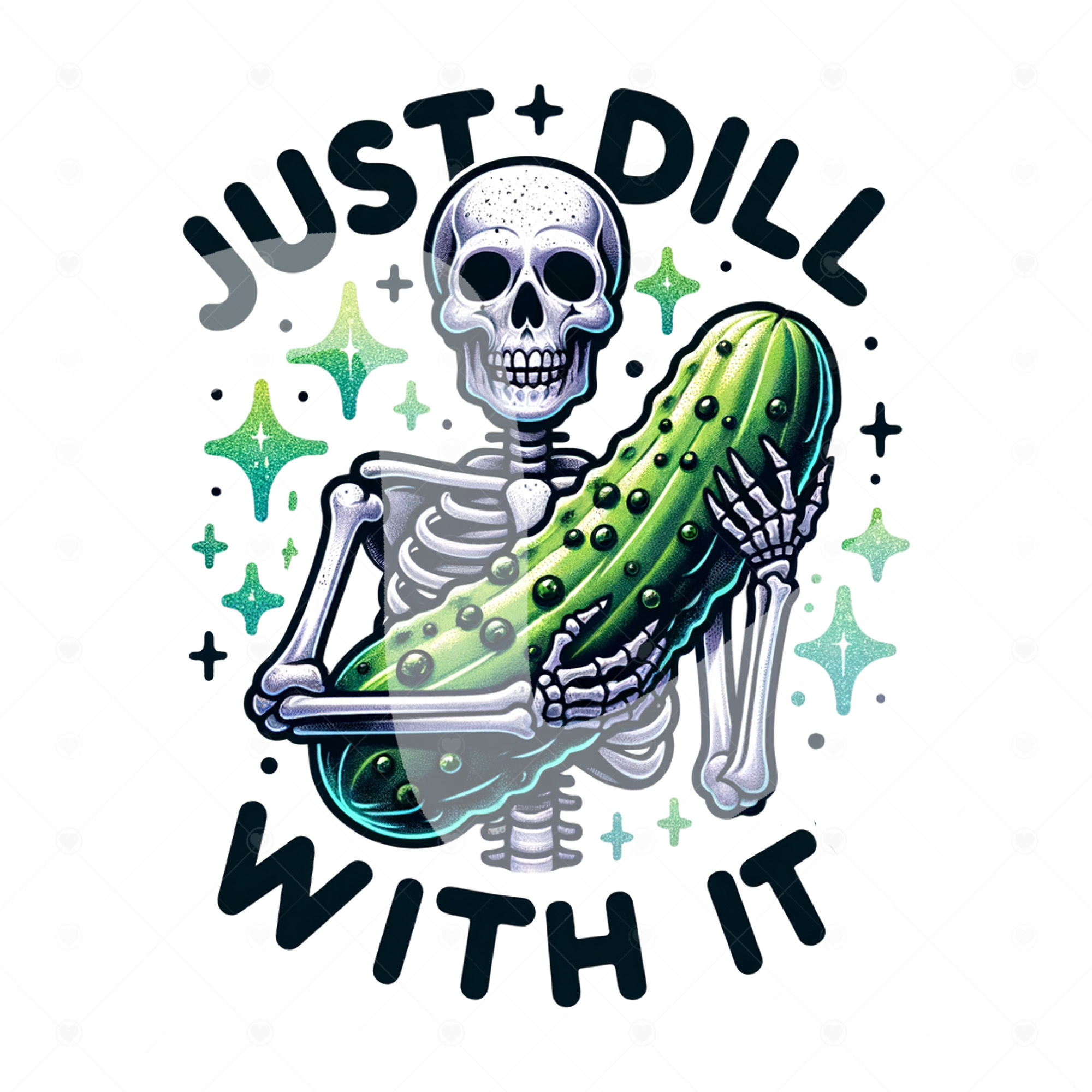 'Just Dill With It' Playful Skeleton Embracing a Giant Pickle Amidst ...