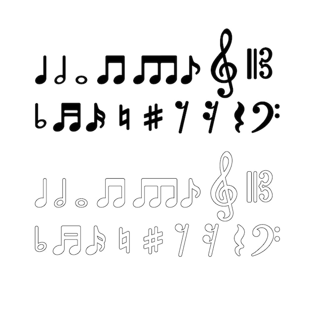 Elegant Musical Symbols and Notation in Monochrome Illustration | Jiffy ...