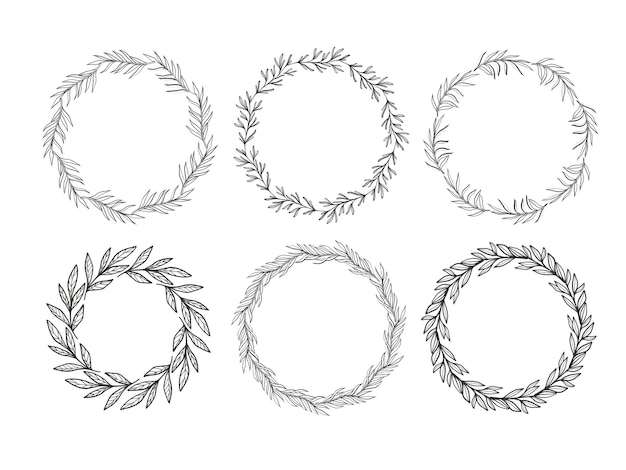 Intricate Hand-Drawn Laurel Wreath Illustrations Collection | Jiffy Designs