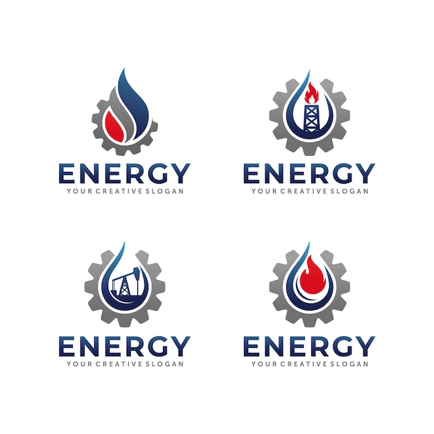 Powerful Energy Symbols with Gear and Flame Motifs | Jiffy Designs