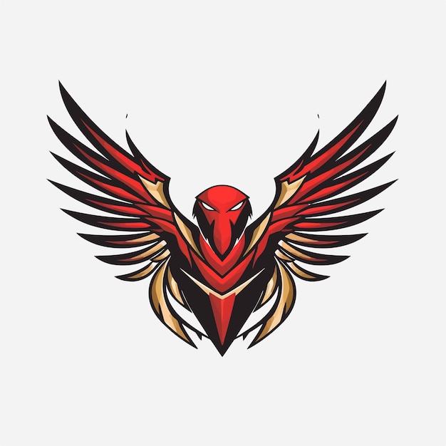 Majestic Crimson Phoenix Emblem with Powerful Wings | Jiffy Designs