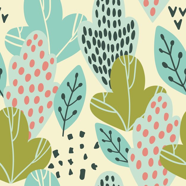 Vibrant Abstract Foliage Pattern with Geometric Shapes and Dots | Jiffy ...