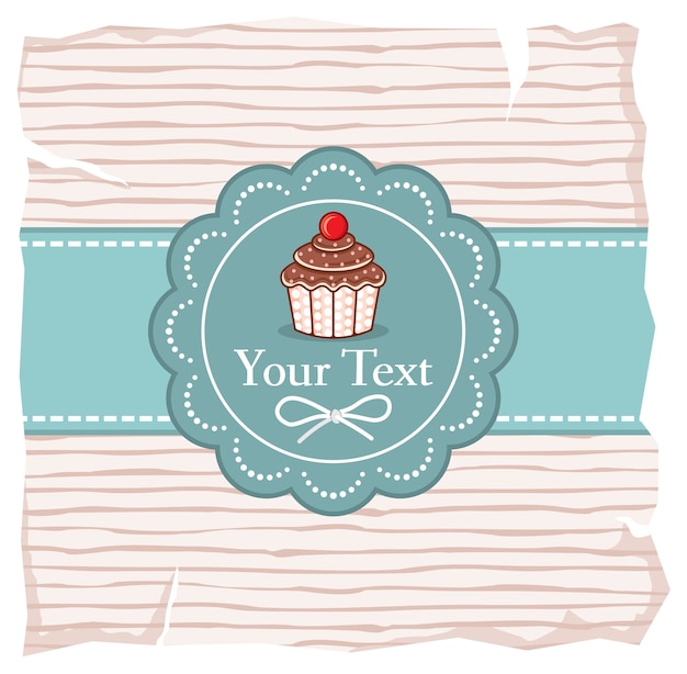 Vintage Cupcake Label with Customizable Text on Striped Background ...