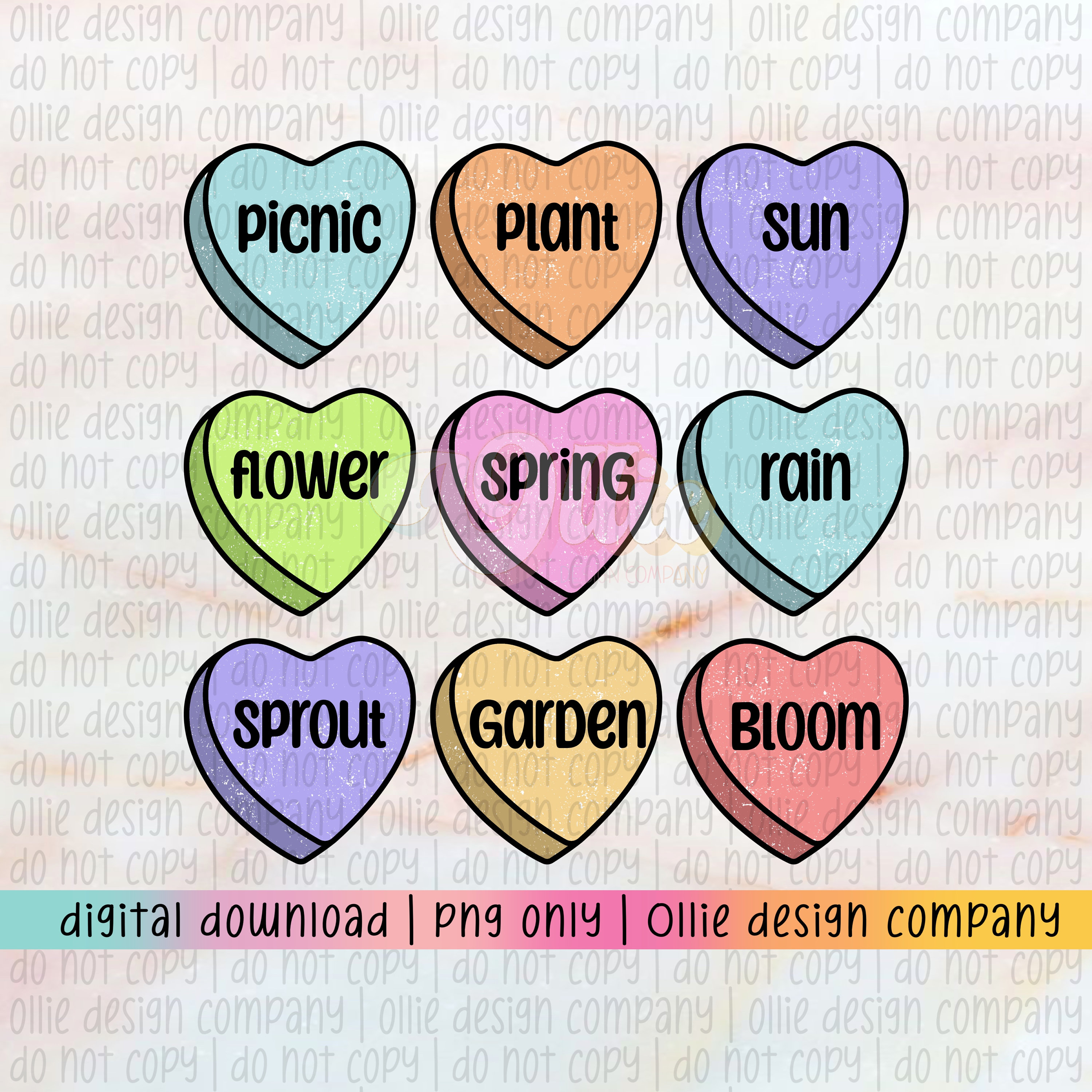 Spring Word Hearts PNG | Spring, Retro, Hearts | Sublimation, DTF ...