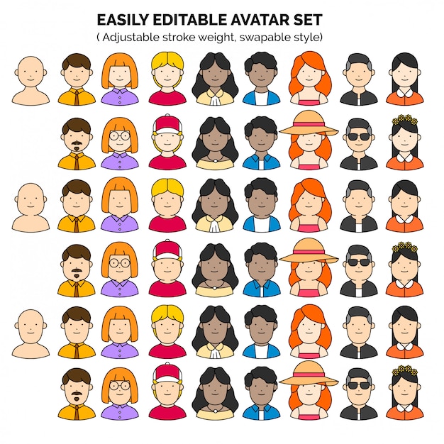 Diverse Faces: A Vibrant Collection of Customizable Avatars | Jiffy Designs