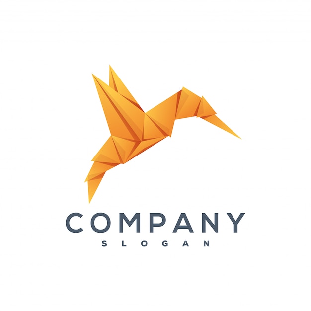 Vibrant Origami Hummingbird Logo with Company Slogan | Jiffy Designs