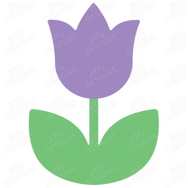 Tulip Silhouette in Lavender and Green Featuring Simple Geometric ...