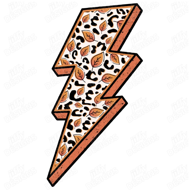 Leopard Print Lightning Bolt with Orange Outline and Striking Pattern ...