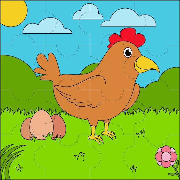 Cheerful Chicken Amidst Vibrant Countryside Scenery | Jiffy Designs