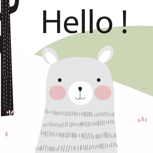 Cute Rabbit Illustration with Greeting Text 'Hello!' | Jiffy Designs