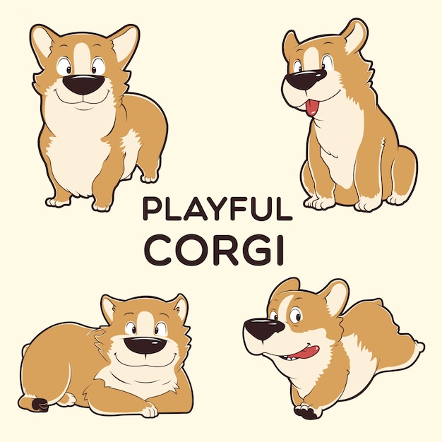 Joyful Corgis in Vibrant Cartoon Style | Jiffy Designs