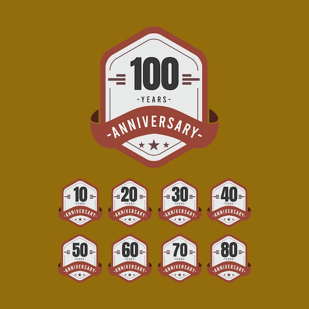 Vibrant Anniversary Milestone Badges Celebrating Decades of Success ...